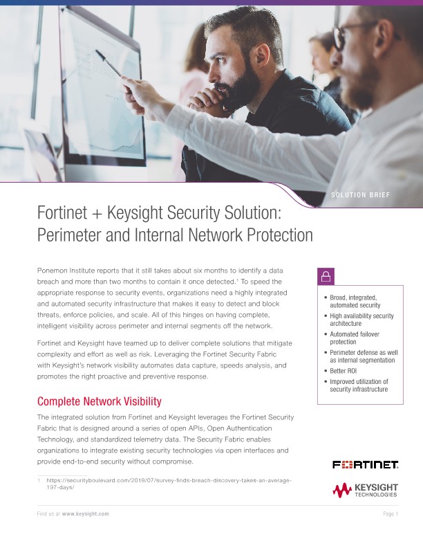 Fortinet + Keysight Security Solution: Perimeter and Internal Network Protection PDF Asset Page ...